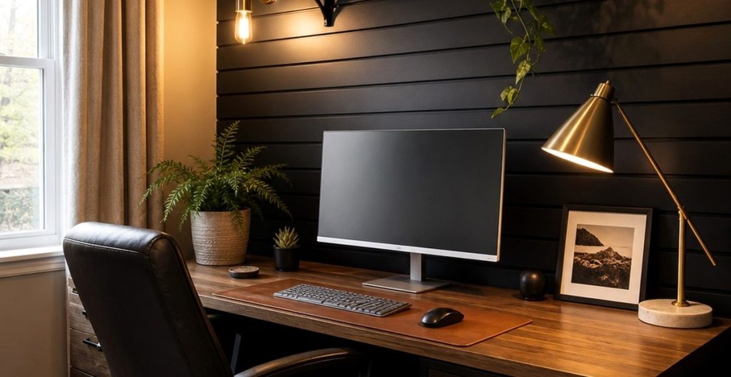 Black Wall Home Office Ideas That Still Feel Warm and Usable - ToErgonomics
