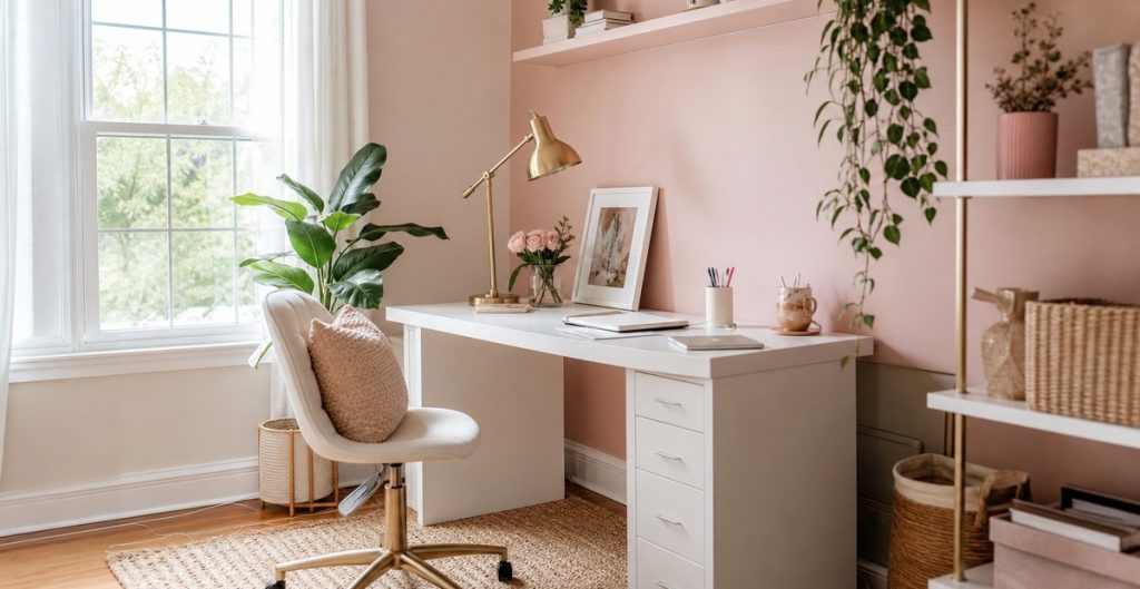 Pink and White Home Office Ideas That Feel Pretty but Still Work ...